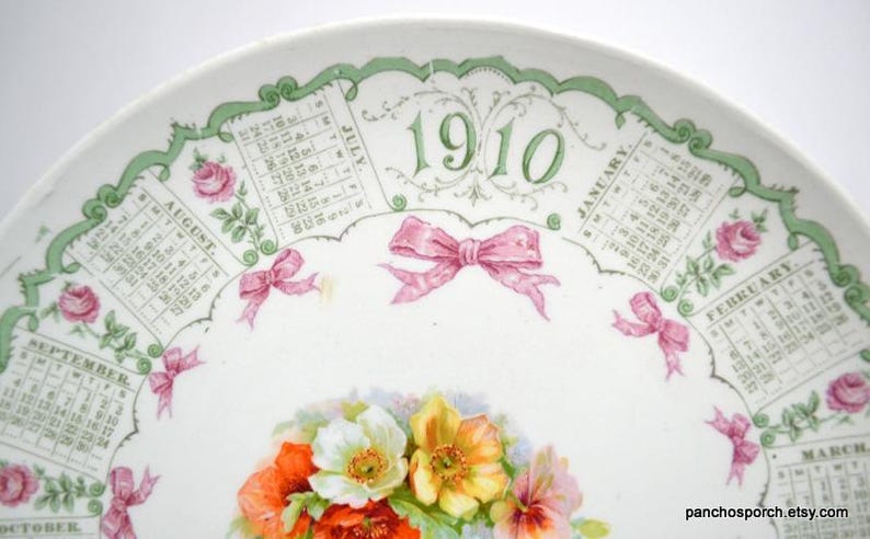 Vintage 1910 Calendar Plate Floral Advertising Herman Weisner Furniture ...