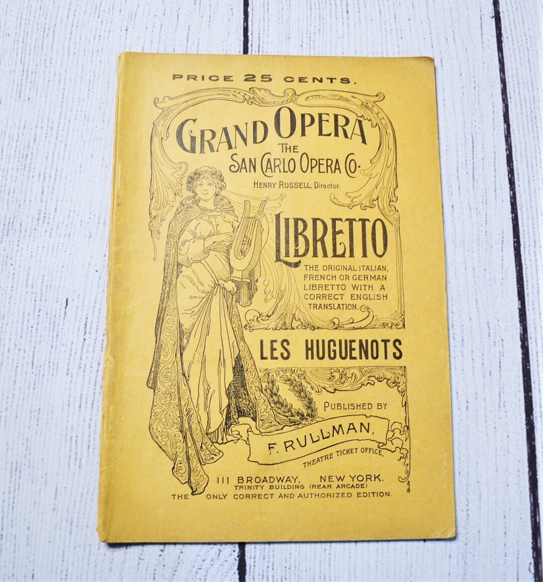 Vintage Grand Opera Libretto San Carlo Opera Company Les Huguenots Old ...