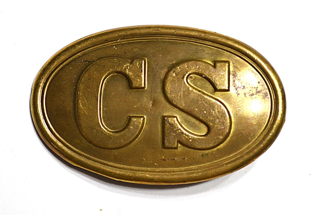 Vintage CS Belt Buckle Civil War Replica Reenactment Prop Gold Tone ...