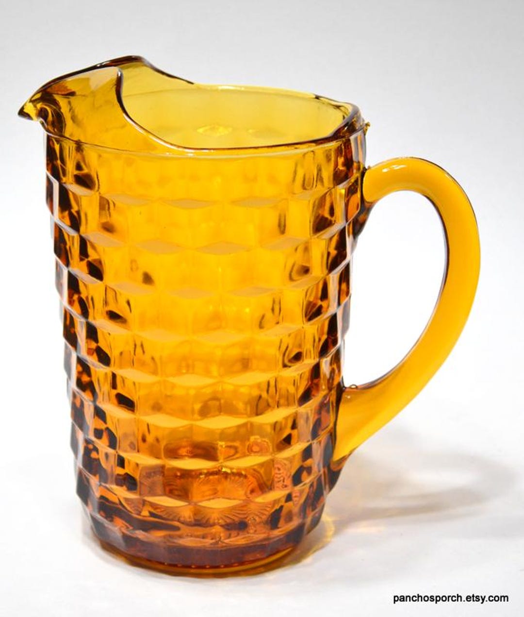 Vintage Whitehall Amber Glass Pitcher: 50 Oz Retro Cubist Drinkware - Etsy