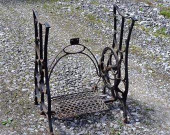 Vintage Treadle Sewing Machine Base Singer Cast Iron Black Heavy Metal ...