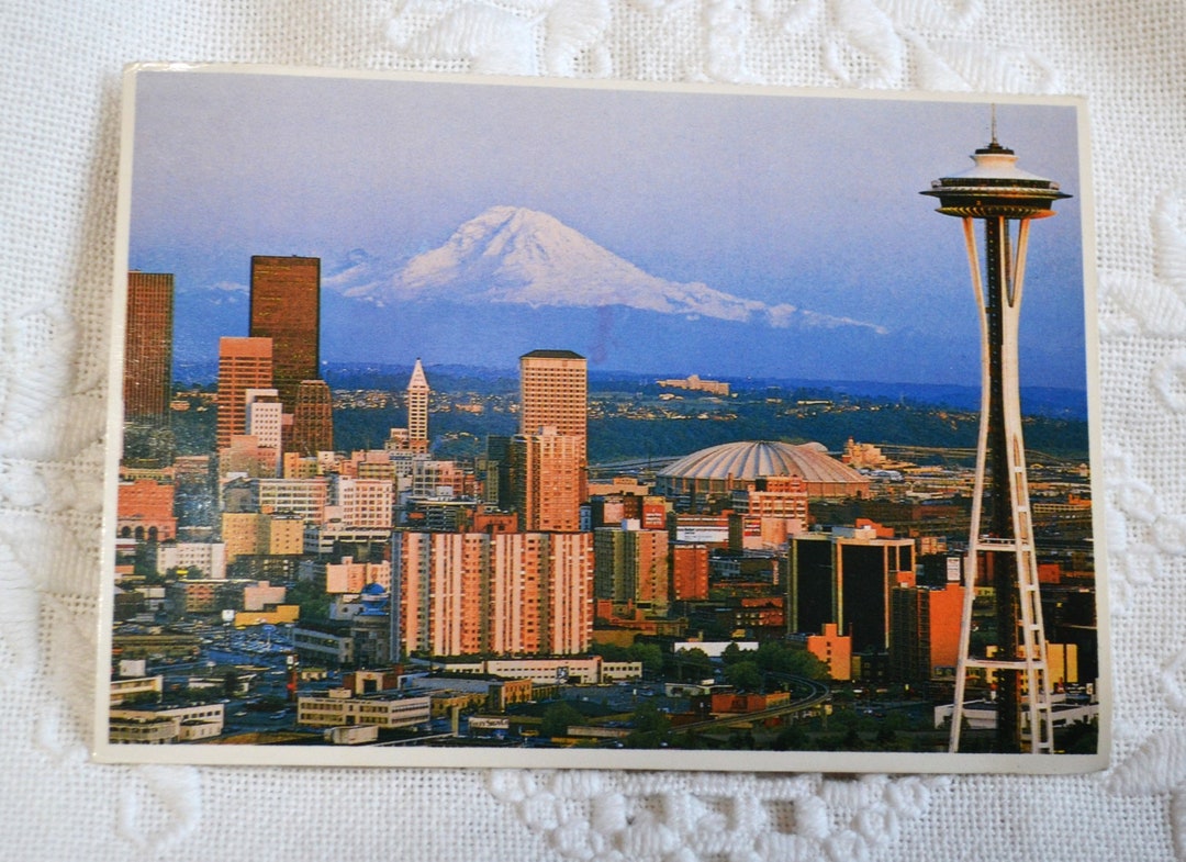 Vintage WASHINGTON Postcard Seattle Space Needle Mountain Americana ...