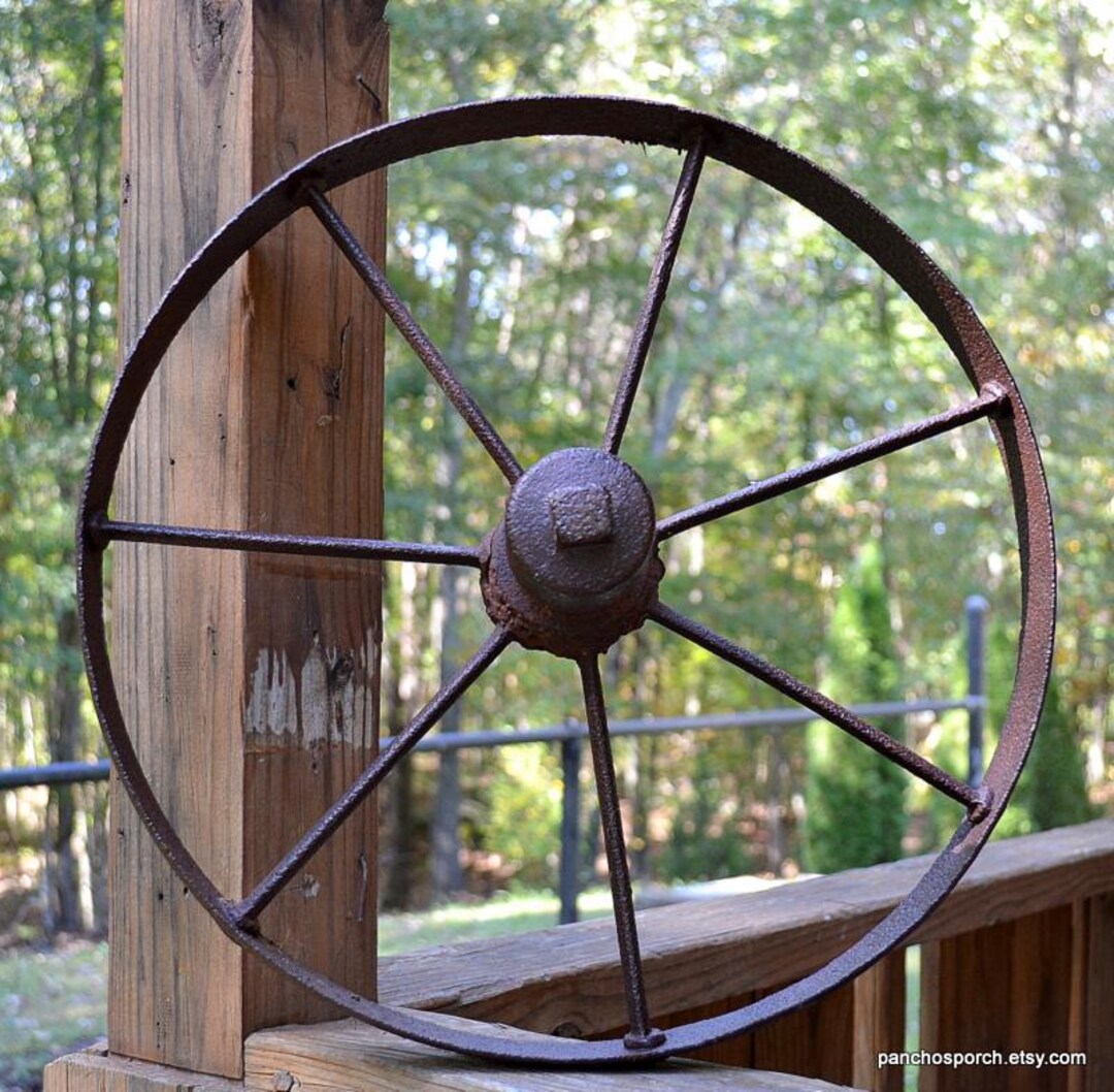 Vintage Rusty Metal Wheel 16 Inch Rustic Farm Barn Find Industrial ...
