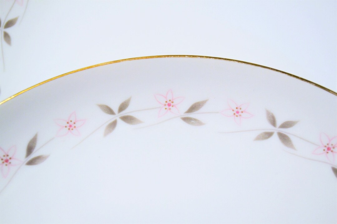Vintage Jyoto Juliet Dinner Plate Set of 4 Pink Gray Floral Gold Trim ...