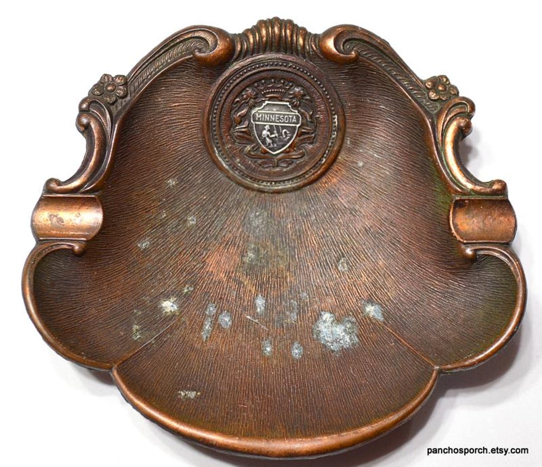 Vintage Minnesota Ashtray Souvenir Copper Tone Metal Shell Shaped ...