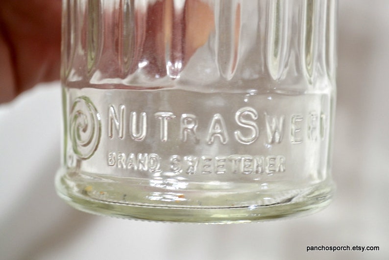 Vintage Nutrasweet Glass Jar: Ribbed Kitchen Storage Container - Etsy