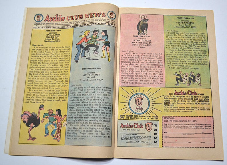 Vintage Life With Archie Comic Book, January 1974 Archie Comics No 141 ...