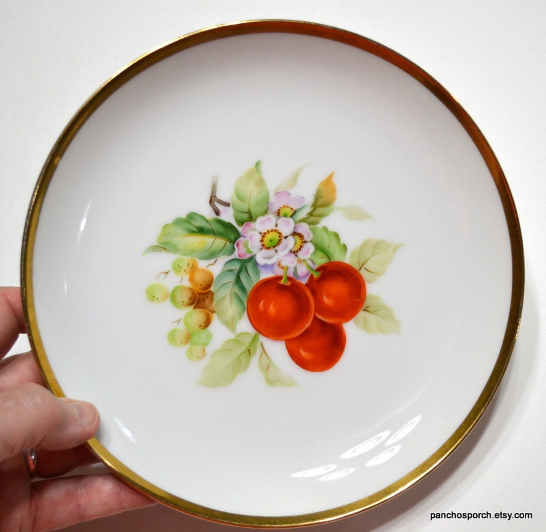 Vintage SANGO Cherry Blossom Plate: Hand-painted Fruit Decor, Occupied ...
