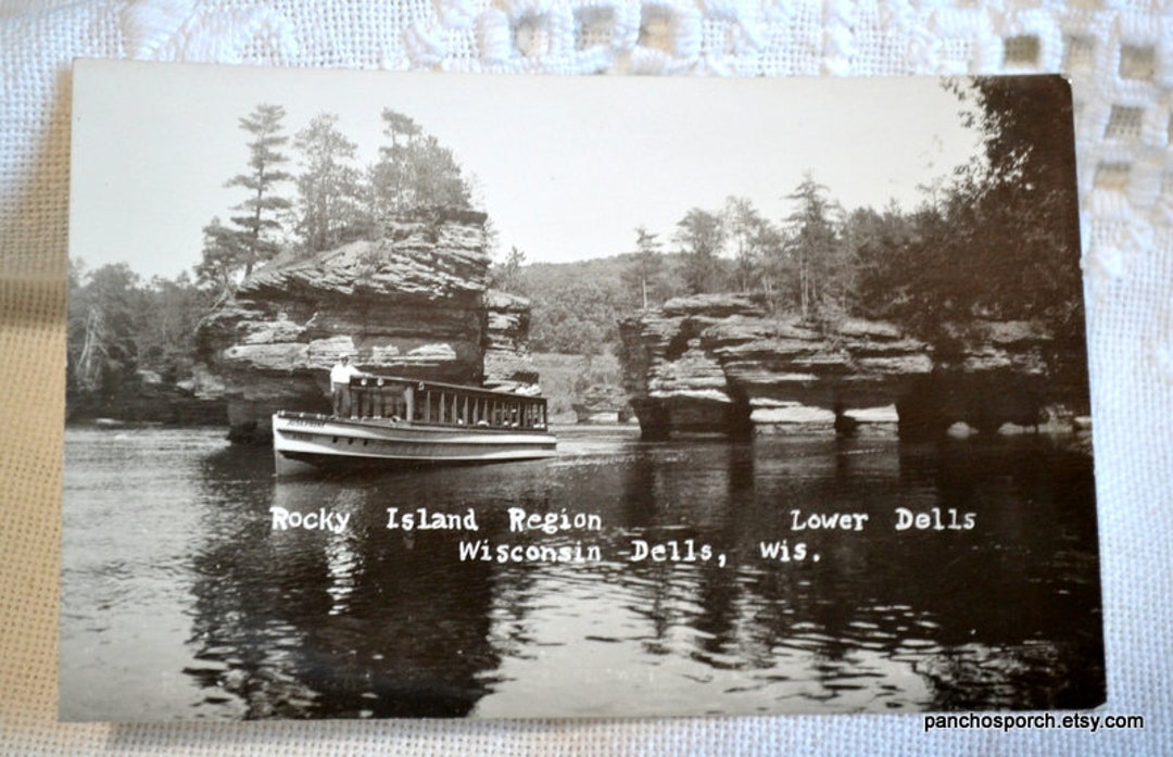 Vintage Wisconsin Dells Postcard: Rocky Island Boat Tour Souvenir - Etsy