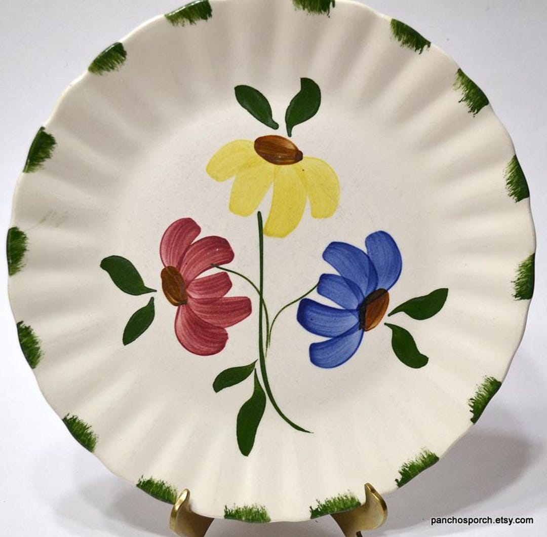 Vintage Blue Ridge Pottery Luncheon Plate: Painted Daisy Floral Design ...