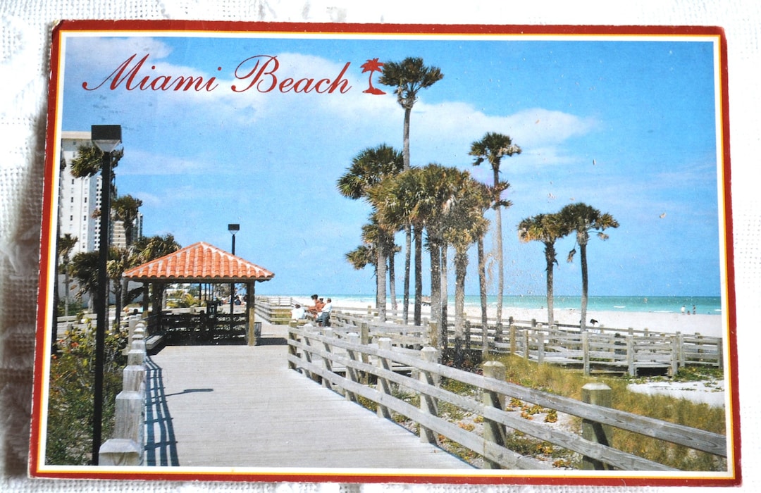 Vintage FLORIDA Postcard Miami Beach Tropical Vacation Palm Trees Post ...