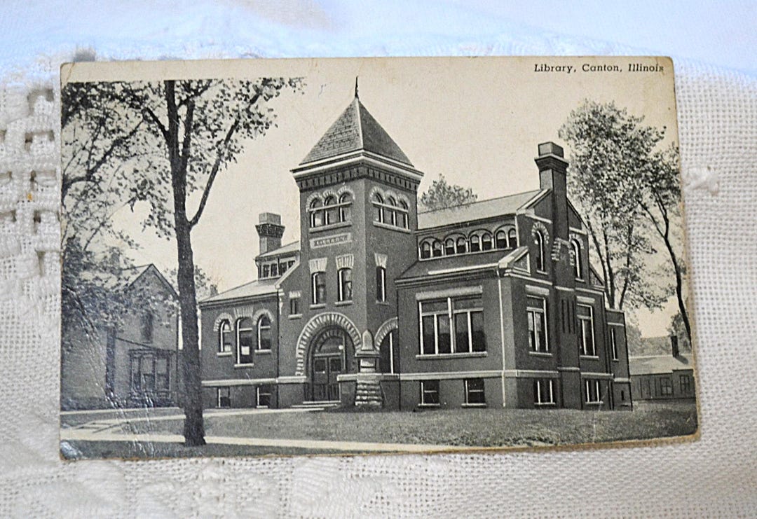Vintage ILLINOIS Postcard Canton Library Building Landmark Vacation ...