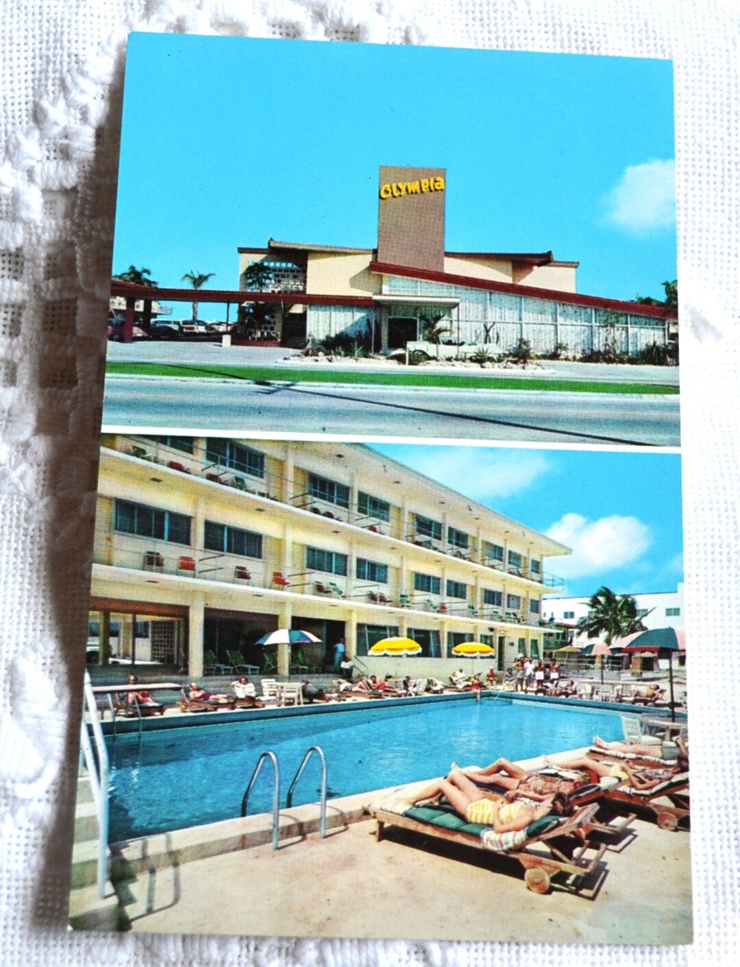 Vintage MIAMI BEACH Postcard Olympia Motel Florida Souvenir Unused Post ...