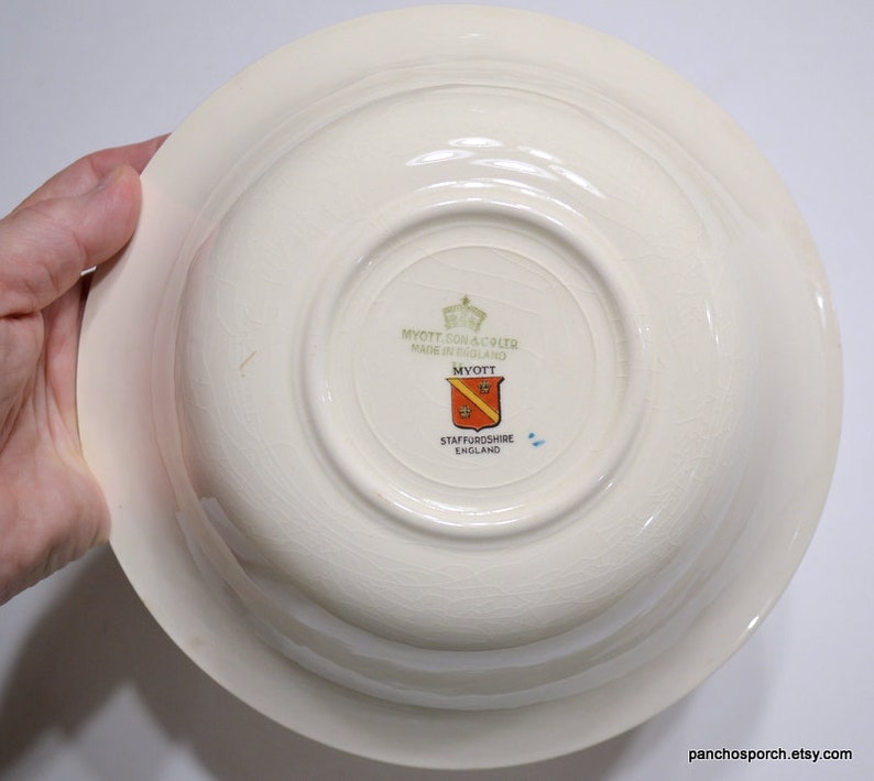 Vintage Myott Elegance Vegetable Bowl: Aqua Blue Leaf & Fruit Basket ...