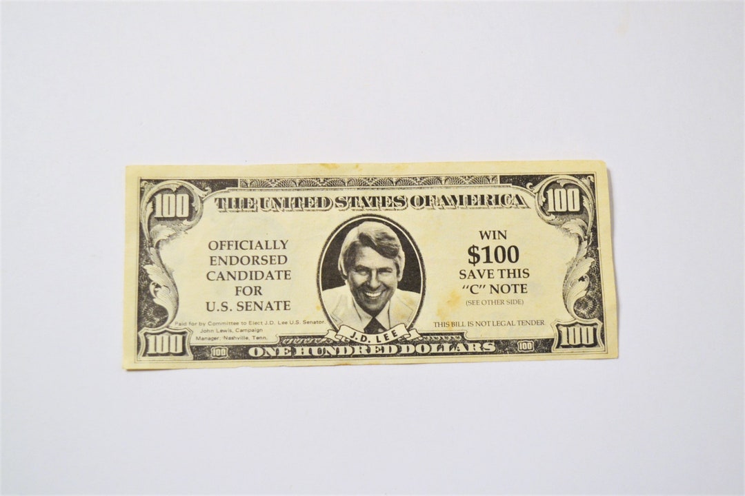 Vintage Political Campaign Phony Money Hundred Dollar Bill Election C ...