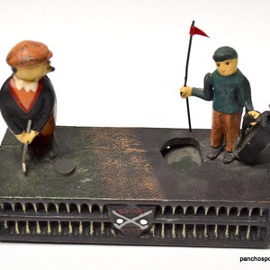 Vintage GOLF Mechanical Bank Cast Iron 1980s Replica Golfer Caddy ...
