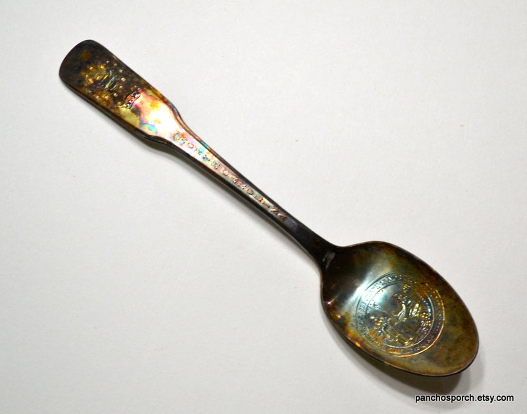 Vintage NORTH CAROLINA Collector Spoon Bicentennial 1776 1976 Tarnished ...