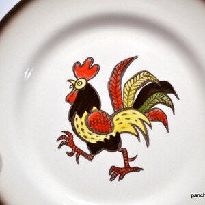 Vintage Red Rooster Salad Plates: Retro Farmhouse Kitchen Dinnerware ...