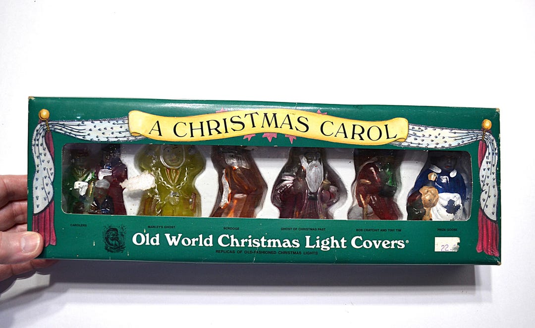 Vintage Christmas Carol Light Cover Set Old World Christmas Glass ...