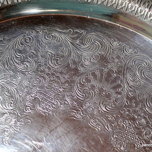 Vintage Wm Rogers Silver Plate Round Tray 4272P Table Top Serving Tray ...