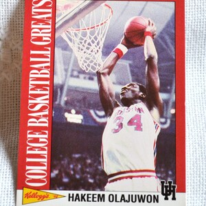 HAKEEM OLAJUWON Basketball Card 1992 Kelloggs College Basketball Greats ...