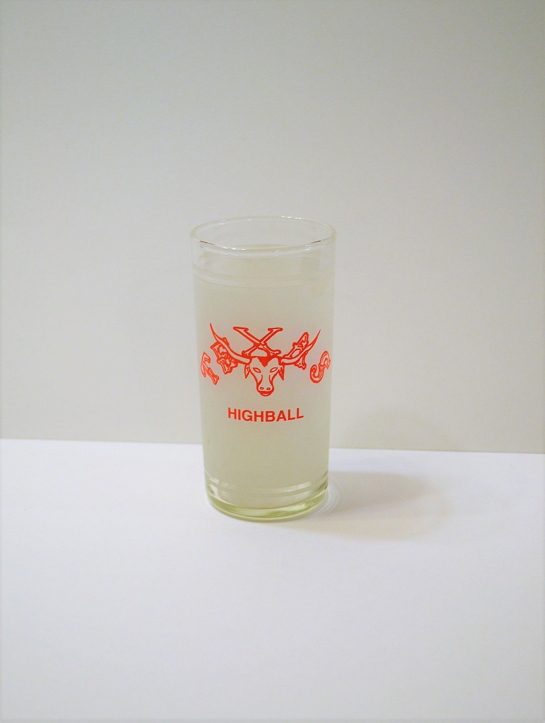 Vintage Texas Highball Glass Tumbler Lone Star State Red Steer Bull ...