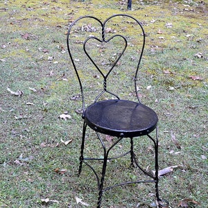 Vintage Black Metal Ice Cream Parlor Chair: Heart Sweetheart Back - Etsy