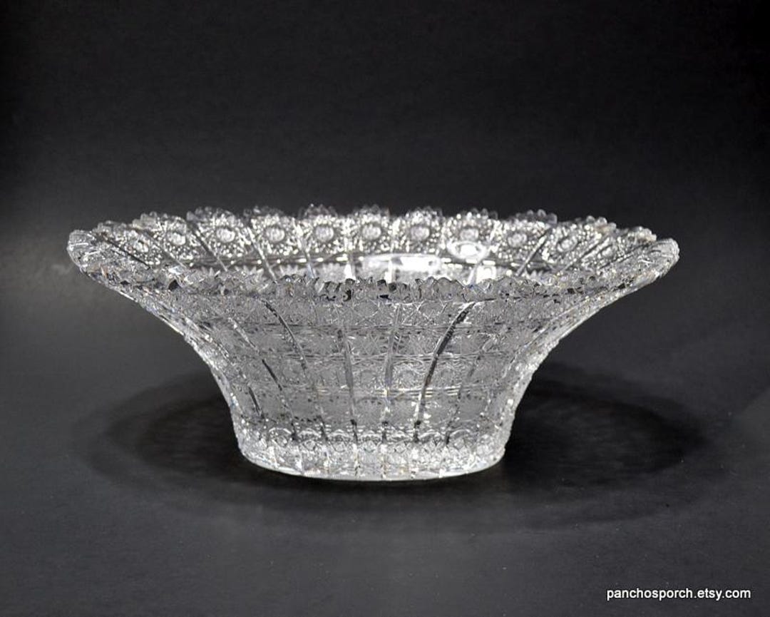Vintage Queen Lace Crystal Bowl: Bohemian Star Cut Glass Centerpiece - Etsy
