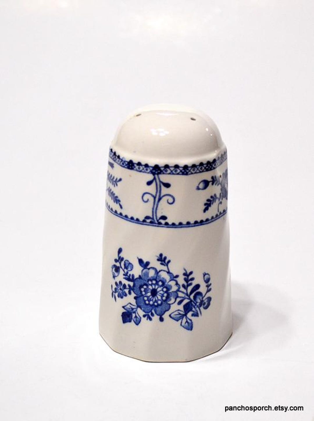 Vintage Johnson Bros INDIES Salt Shaker Blue White Floral Swirl Rim ...