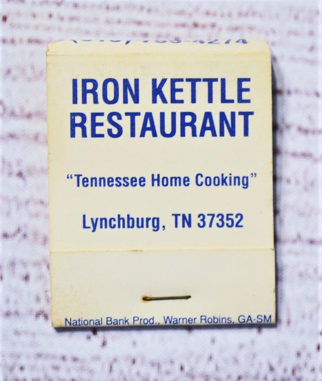 Vintage Iron Kettle Restaurant Matchbook White Blue Lynchburg Tennessee ...