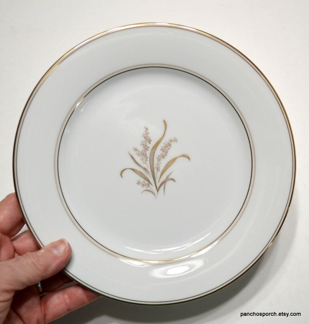 Vintage Noritake NEVILLE Salad Plate Beige Tan Floral Gold Trim Mid ...