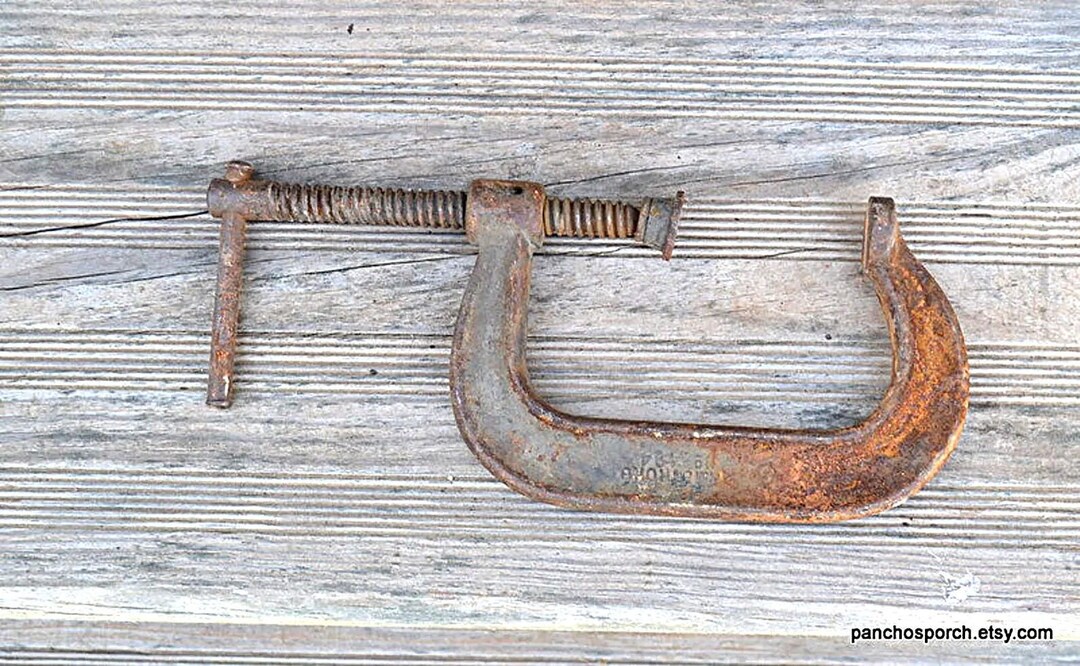 Vintage Rusty Metal C Clamp: Farmhouse Garden Art Decor (12x5 Inch) - Etsy