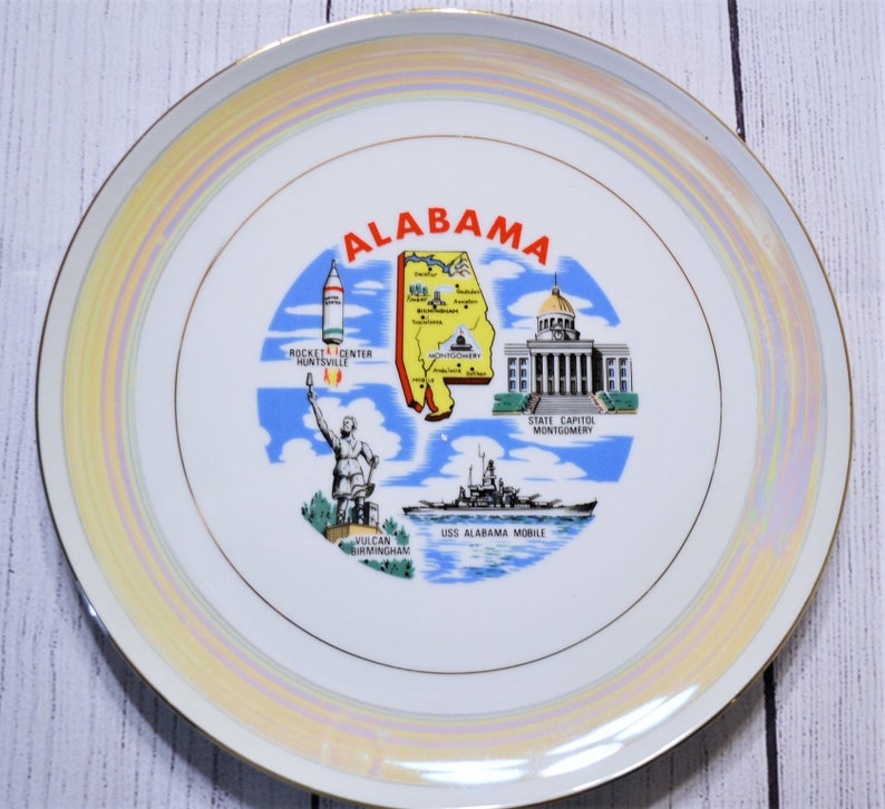 Vintage Alabama Plate Road Trip Travel Souvenir State Decorative Plate ...