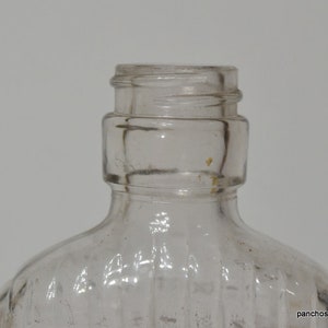 Vintage Half Pint Bottle Clear Glass Flask Shaped Ribbed 1940s Whiskey ...
