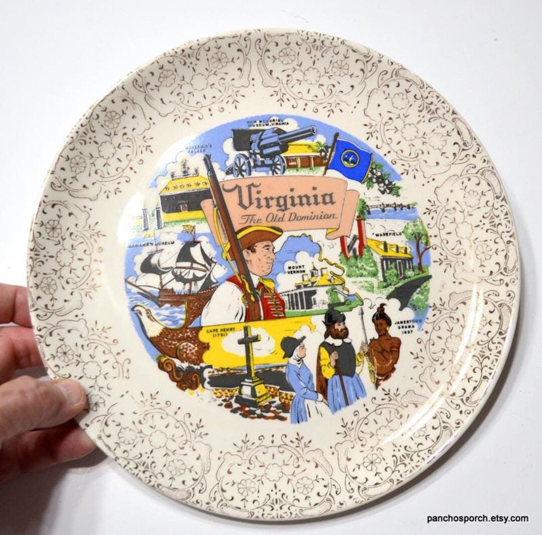 Vintage VIRGINIA State Plate Vacation Souvenir Collector Plate Kitsch ...
