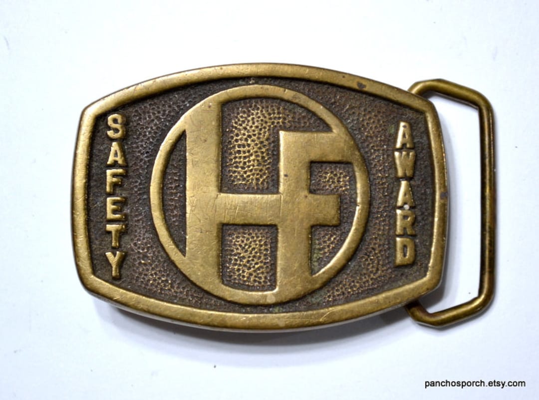 Vintage SAFETY AWARD Belt Buckle Company Award HF Solid Brass Western ...