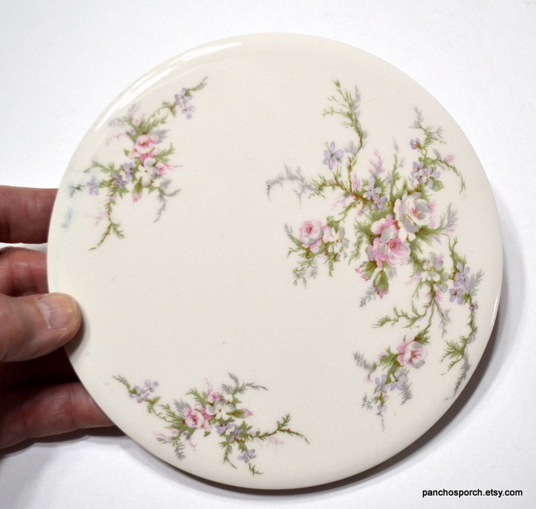 Vintage ARCADIAN OLD ROSE Tea Tile Trivet Hot Plate Floral Pink Roses ...