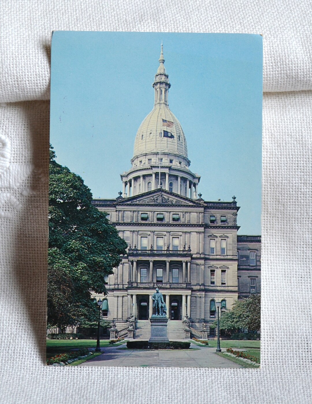 Vintage MICHIGAN Postcard State Capitol Building Lansing Road Trip ...
