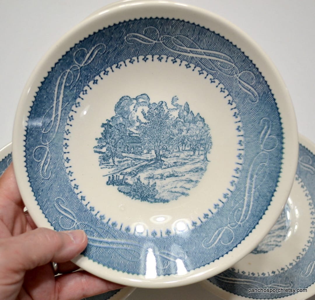 Vintage Taylor Currier and Ives Cereal Bowl Set of 4 Cabin Homestead ...