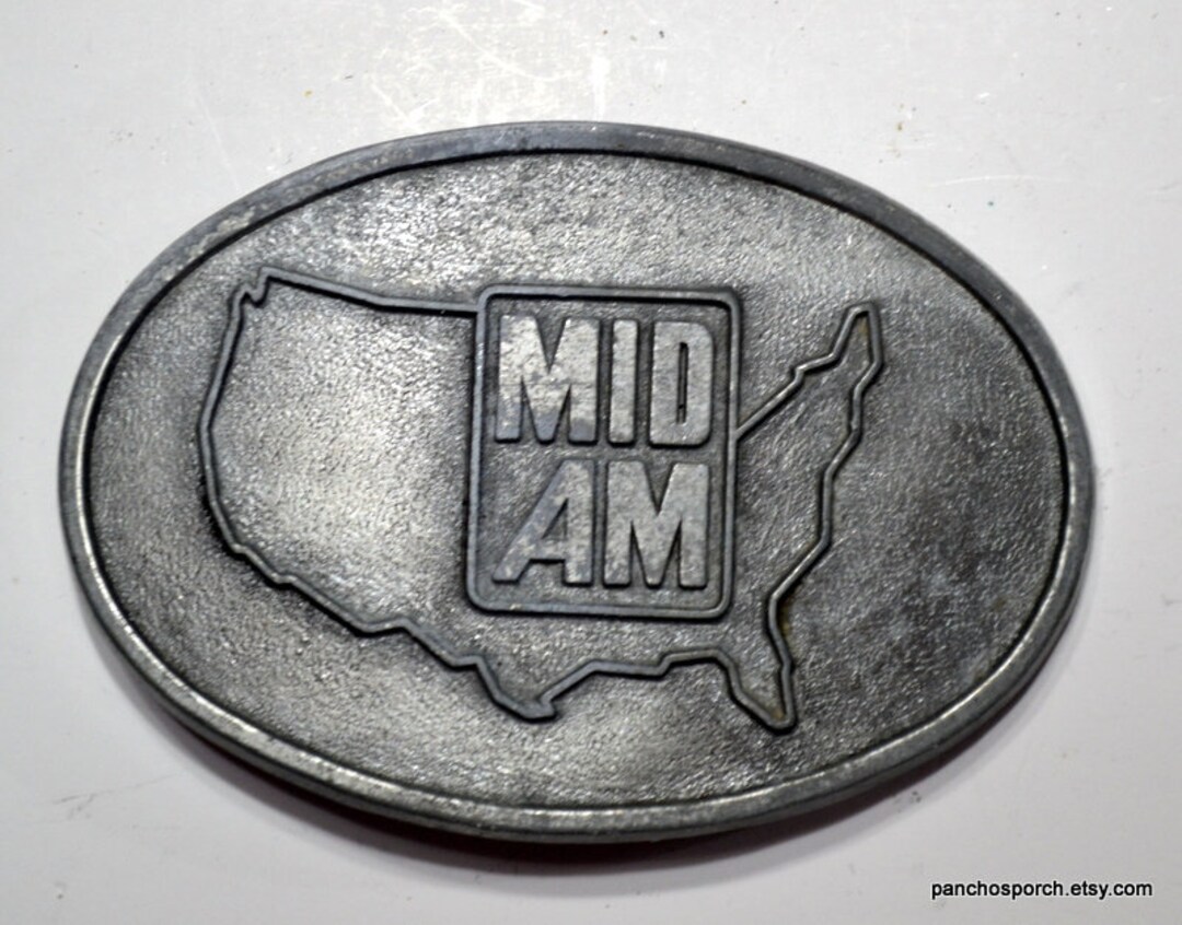 Vintage MID AM Belt Buckle: Weathered Gray Metal United States Map - Etsy