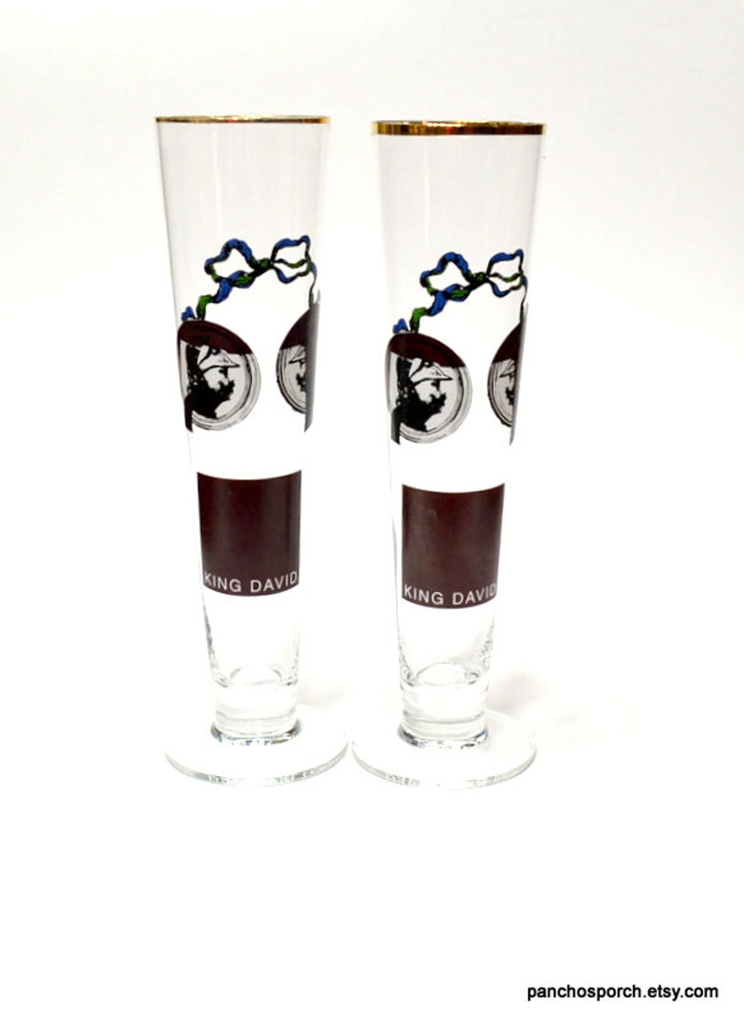 Vintage King David Tall Pilsner Glass Set of 2 German Beer Glasses ...