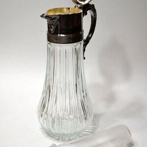 Vintage GODIGER Crystal Carafe Chiller Ice Core Pitcher Silver Plate ...