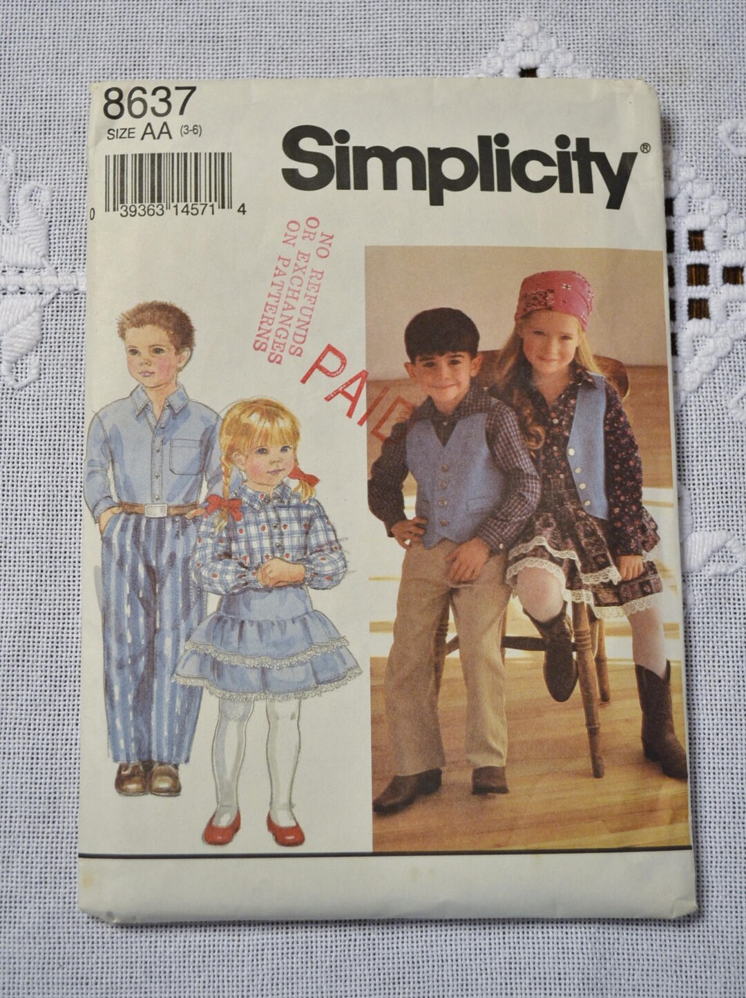 Vintage Simplicity 8637 Sewing Pattern Childrens Shirt Vest - Etsy