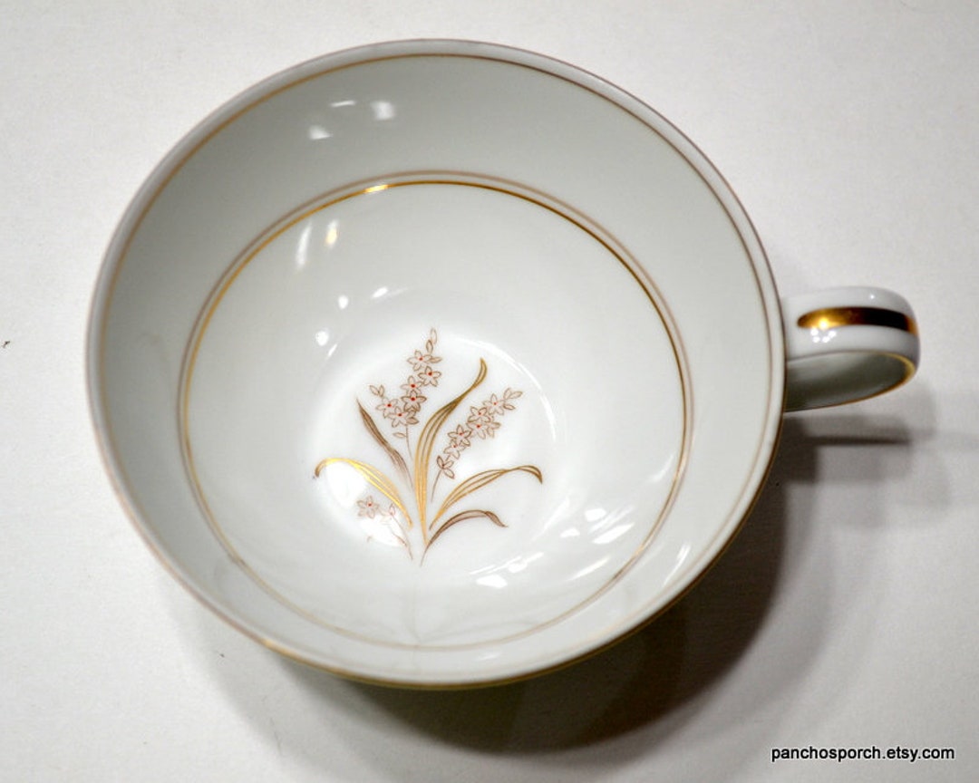 Vintage Noritake Neville Teacup: Beige Floral Gold Trim, Mid Century ...