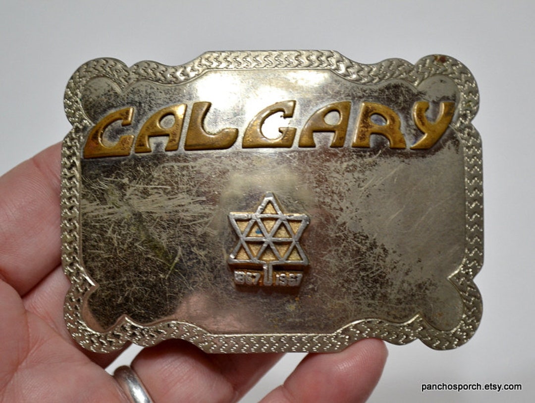 Vintage Calgary Belt Buckle: 1967 Canada Maple Leaf, Nickel Silver ...
