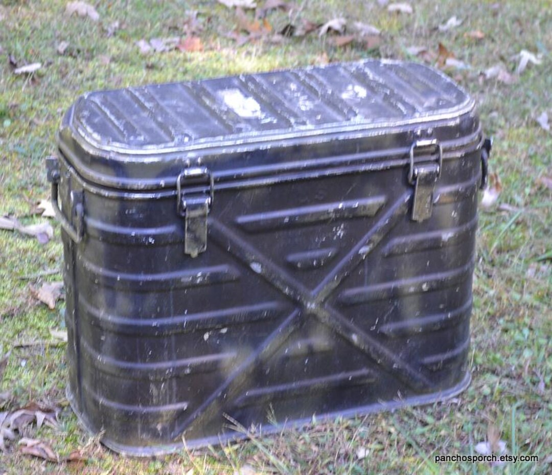Vintage Military Cooler Wyott 1982 Heavy Duty Metal Ice Chest Drink ...
