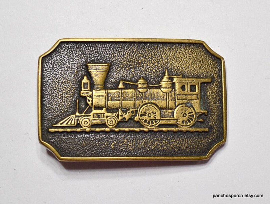 Vintage STEAM ENGINE Belt Buckle Railroad Train Locomotive Railroadiana ...