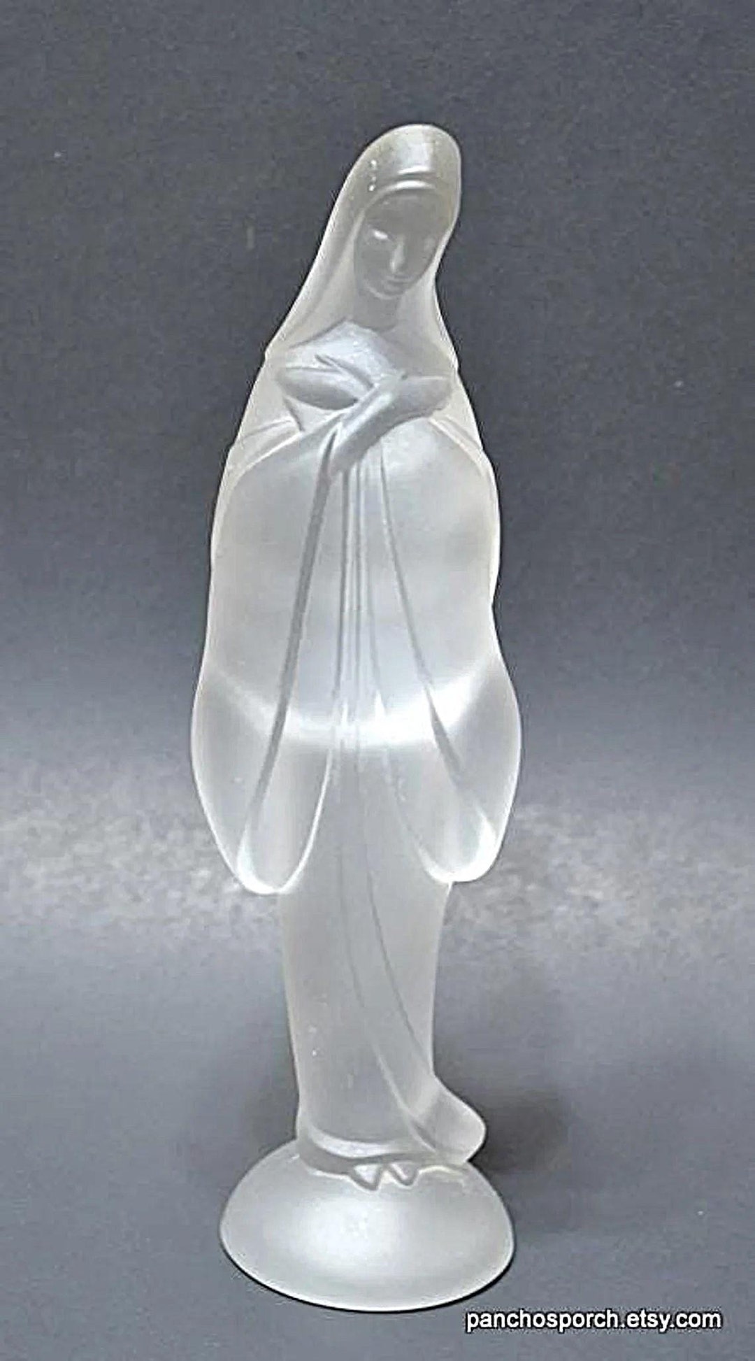 Vintage Frosted Glass Madonna Figurine 10 Inch Virgin Mary Statue ...