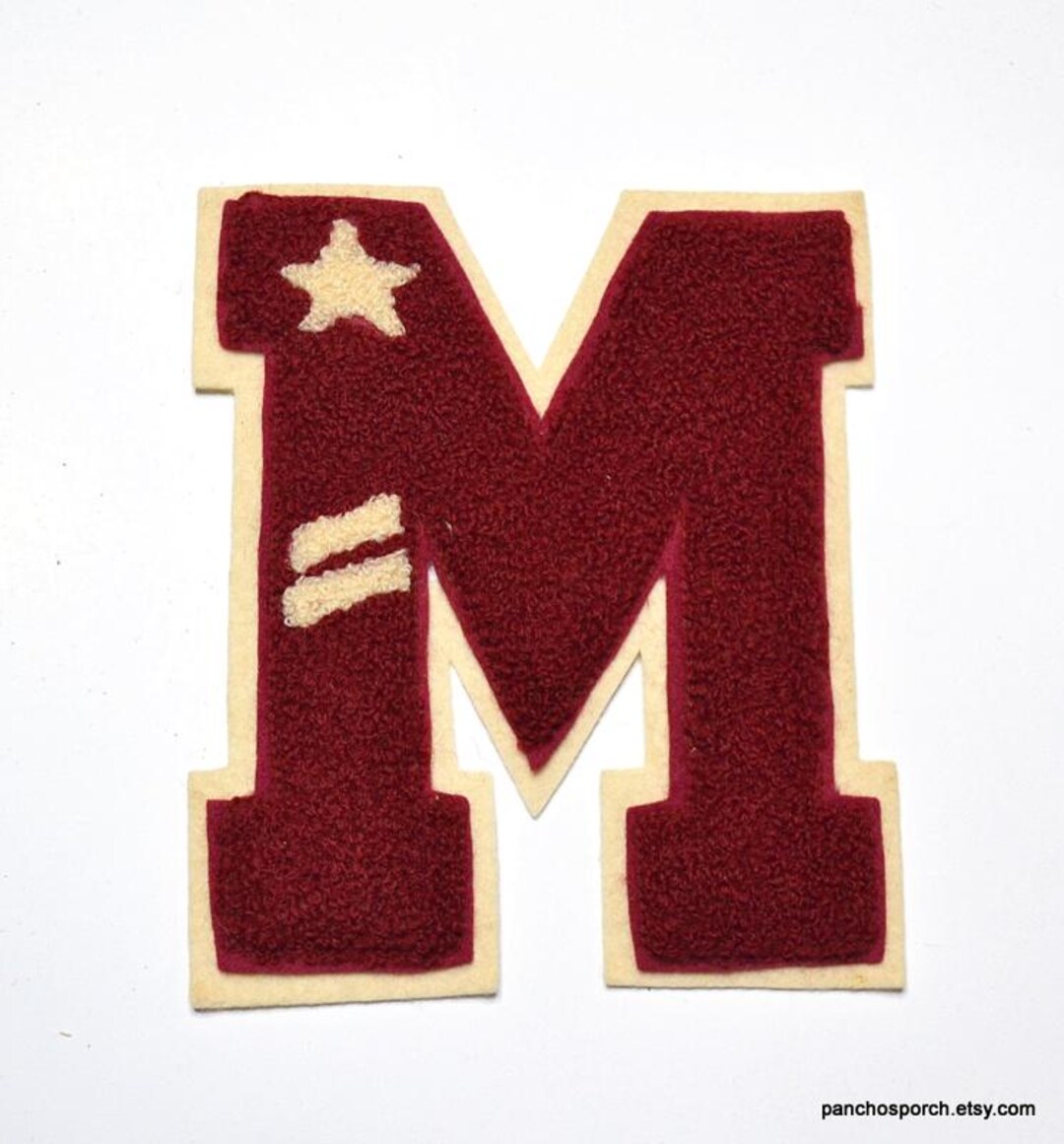 Vintage Varsity Jacket Letter M Maroon Double Stripe Patch 1950s School ...