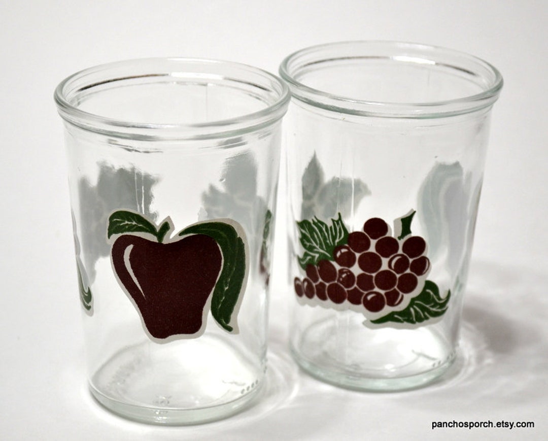 Vintage BAMA Jelly Glass Set of 2 Fruit Apple Grape Strawberry - Etsy